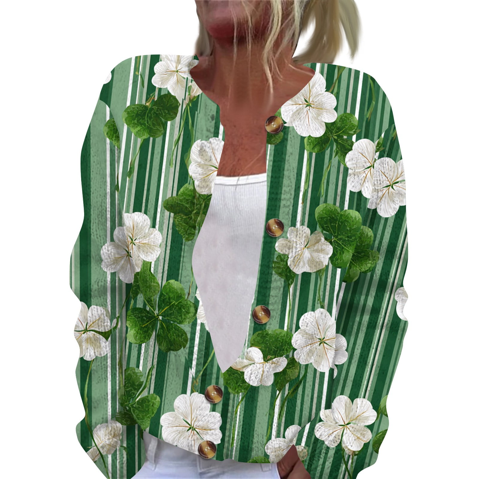 Fgvctg St. Patrick's Day Cardigan Sweaters for Women Open Front Lucky ...