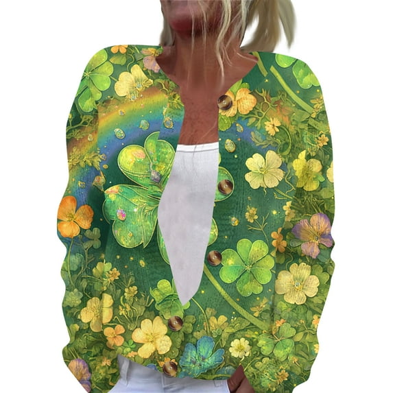 Fgvctg St. Patrick's Day Cardigan Sweaters for Women Open Front Lucky ...