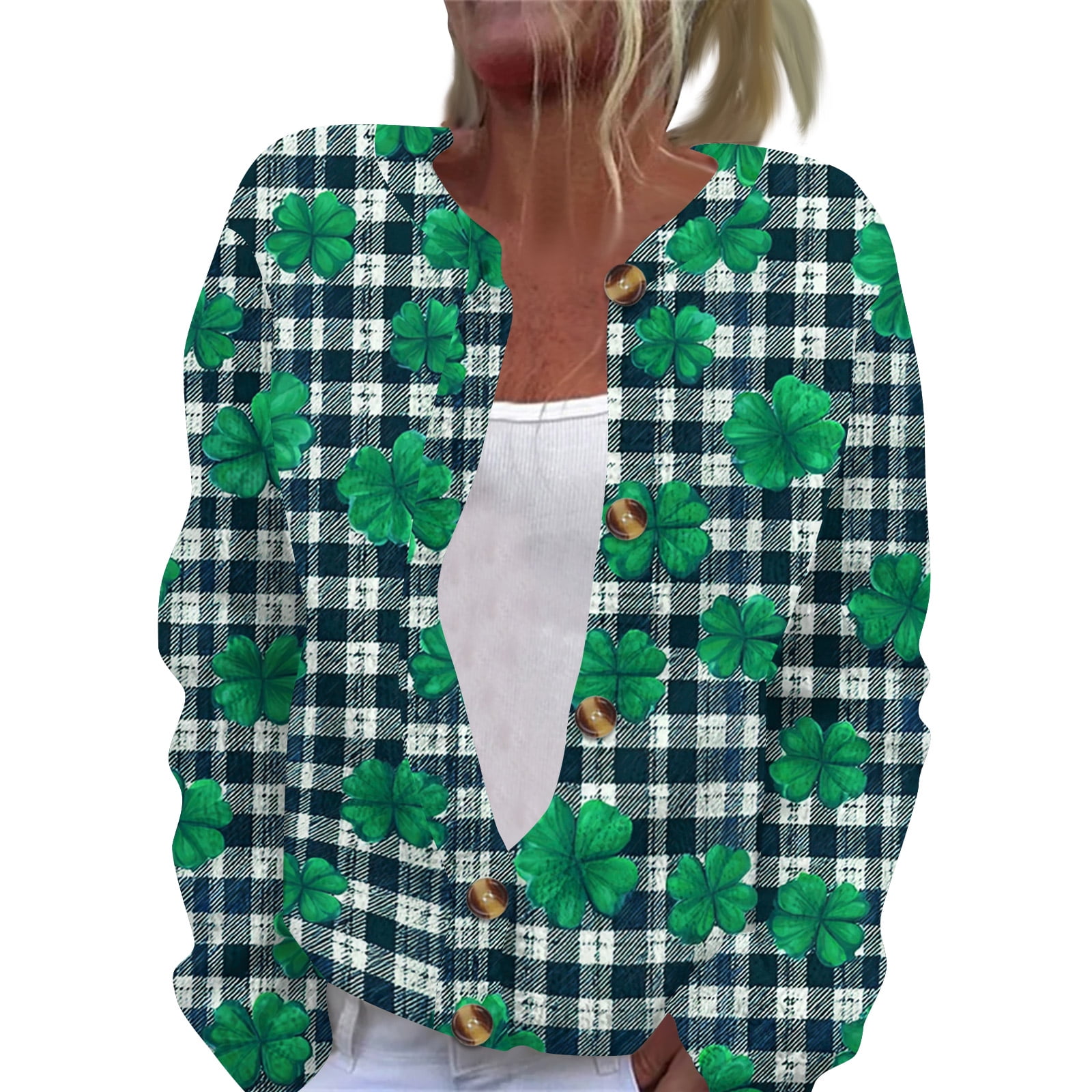 Fgvctg St. Patrick's Day Cardigan Sweaters for Women Open Open Front ...