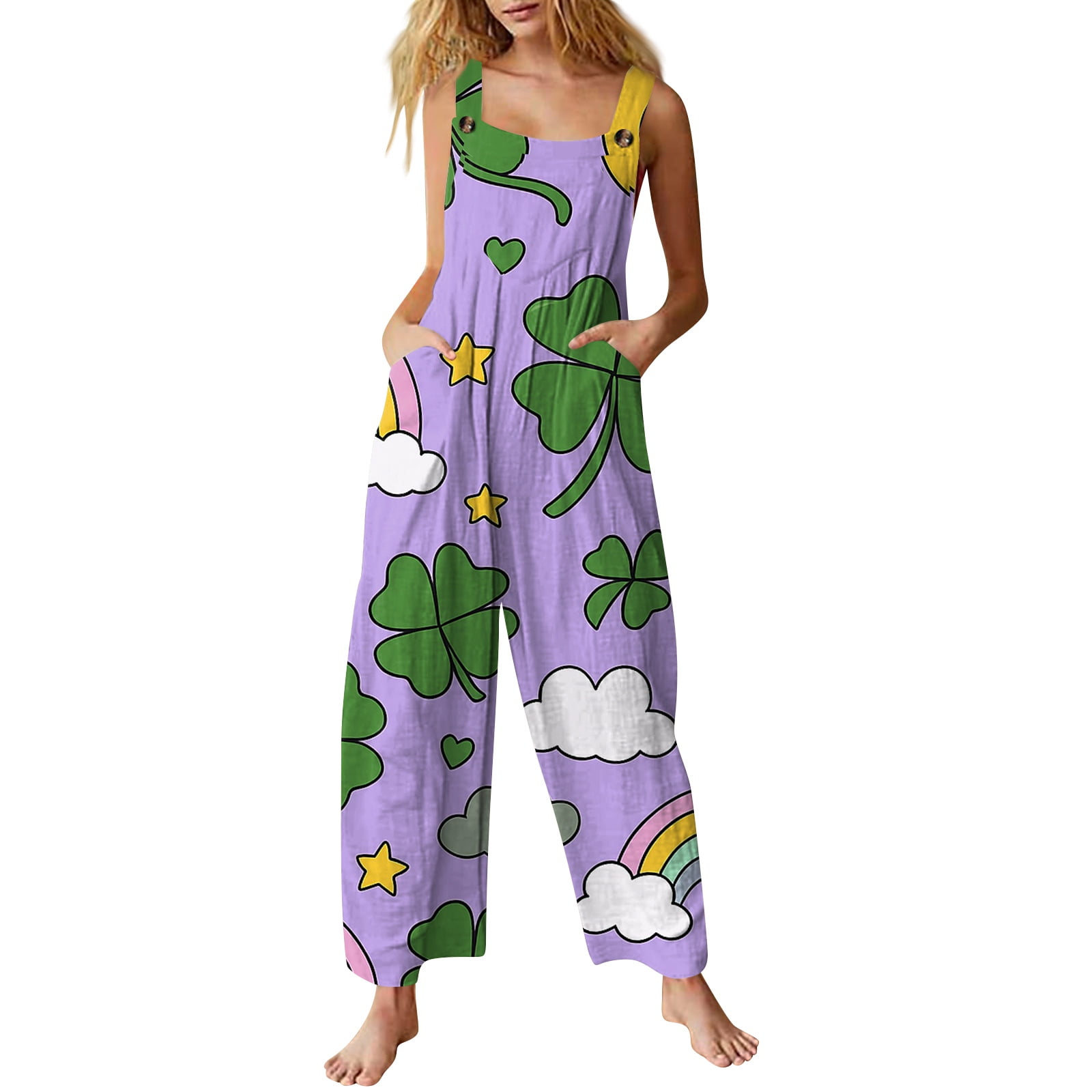 Fgvctg St. Patrick's Day Rompers for women Overalls Sleeveless Holiday ...