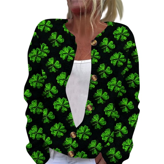 Fgvctg St. Patrick's Day Sweaters for Women Cute Open Front Sweater ...