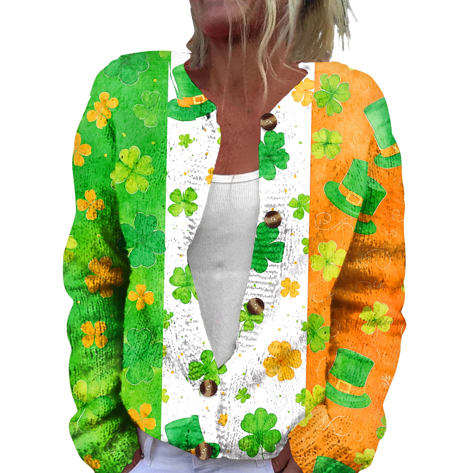 Fgvctg St. Patrick's Day Women's Cardigan Sweaters Cute Open Front ...