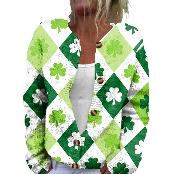 Fgvctg St. Patrick's Day Women's Cardigan Sweaters Open Open Front Cute ...