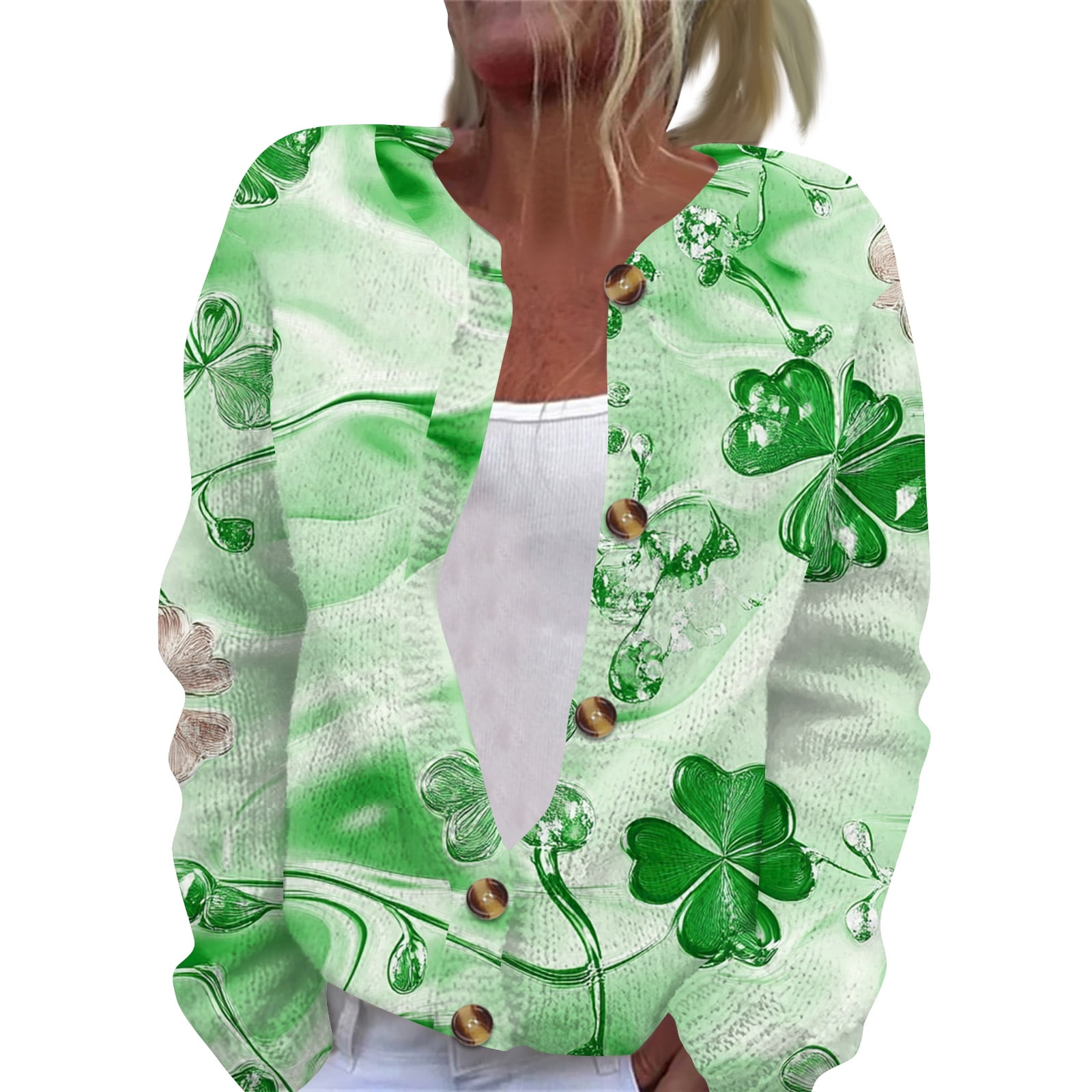 Fgvctg St. Patrick's Day Womens Cardigan Cute Open Front Cardigan ...