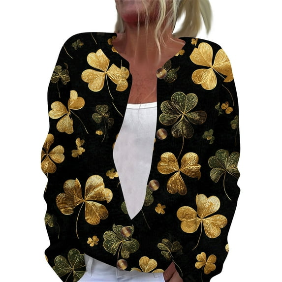 Fgvctg St. Patrick's Day Womens Cardigan Fashion Open Front Cute ...
