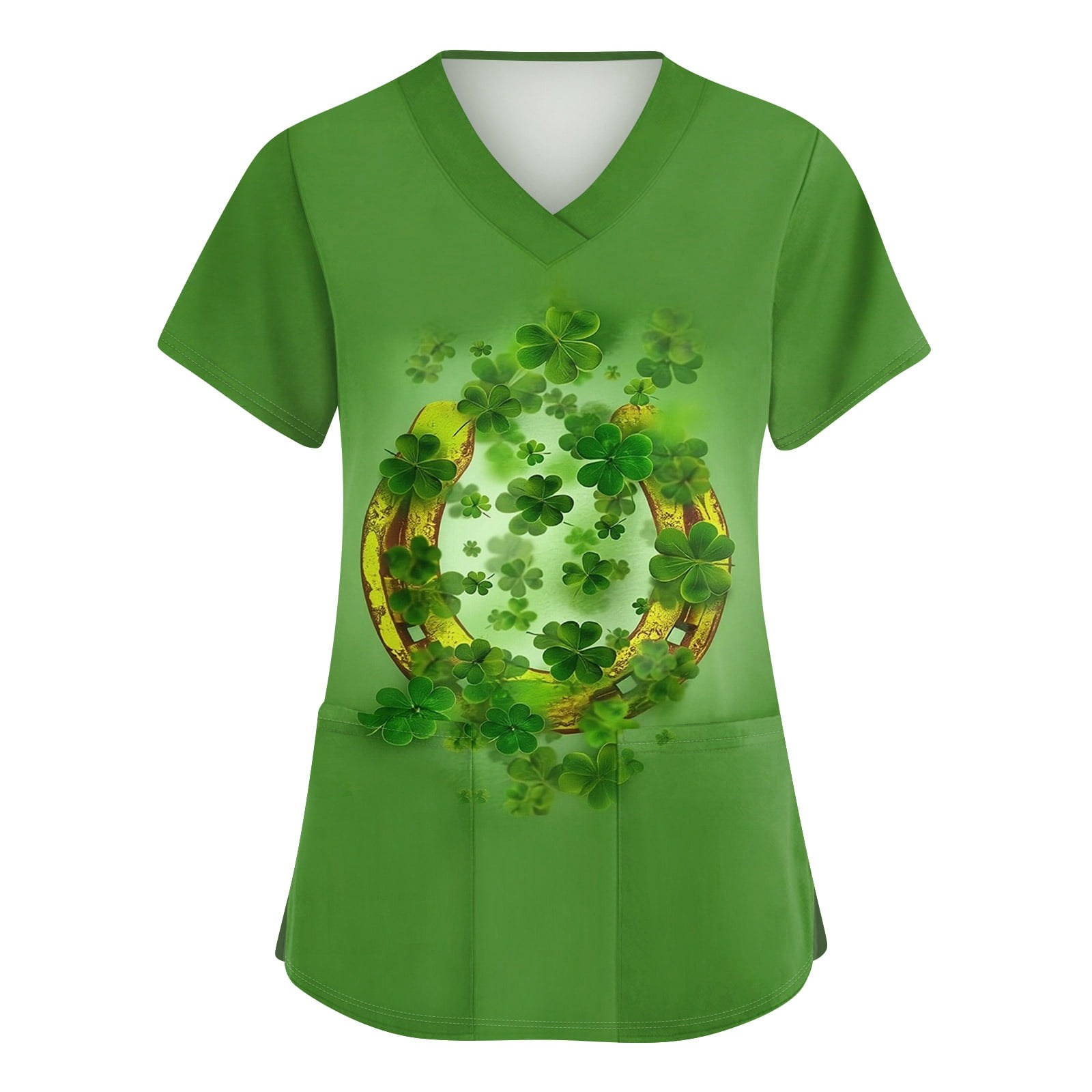 Fgvctg St. Patrick's Day Womens Scrubs Soft Short Sleeve Cute Shamrock ...
