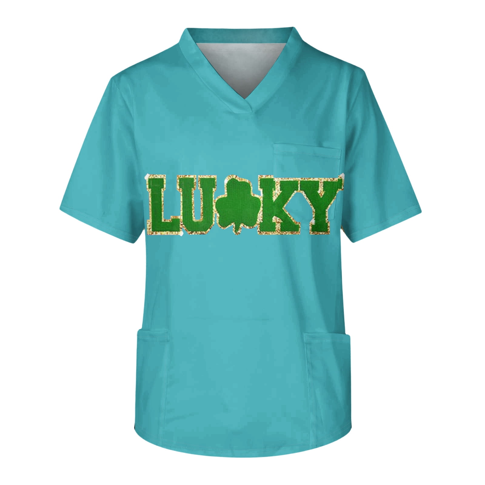 Fgvctg St. Patrick's Dayscrubs for Men V Neck Cute Shamrock Clover ...