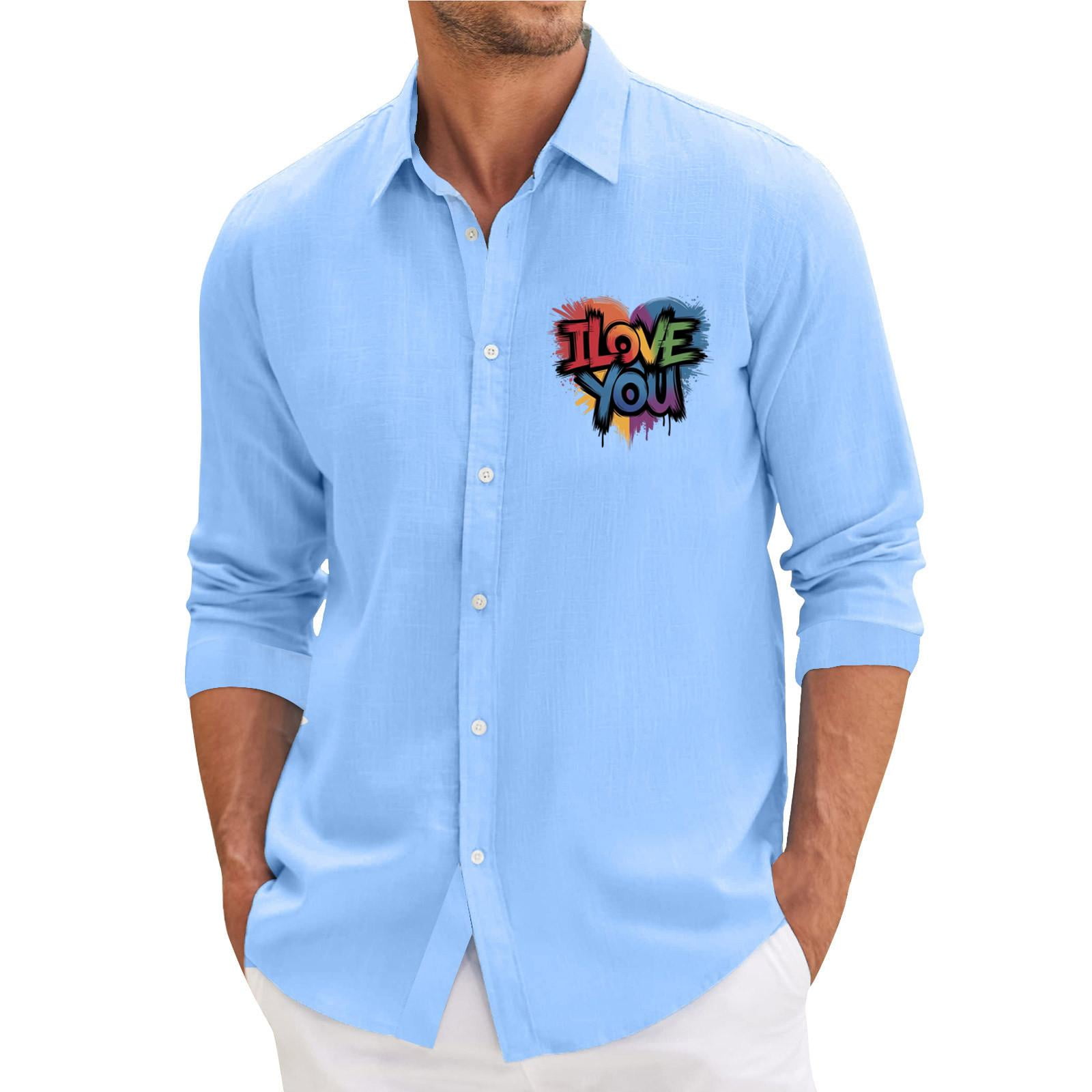 Fgvctg Valentine's Day Button Down Shirt for Men Cotton Long Sleeve ...