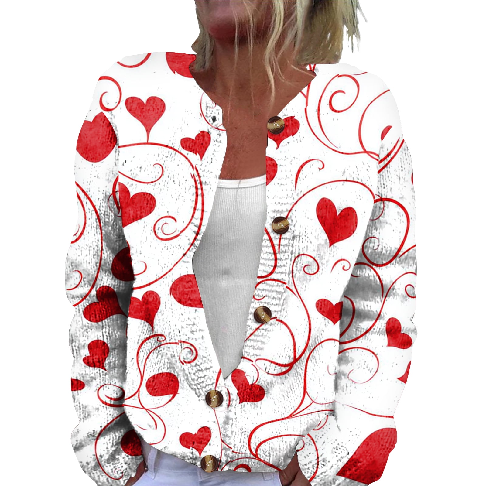 Fgvctg Valentine's Day Cardigan Sweaters for Women Aesthetic Open Front ...