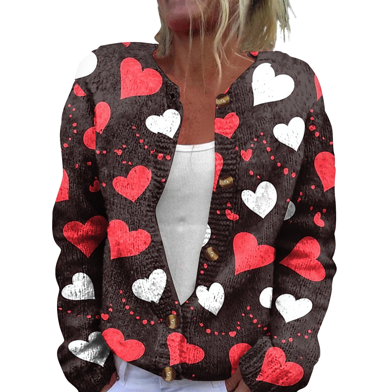 Fgvctg Valentine's Day Cardigan Sweaters for Women Casual Long Sleeve ...