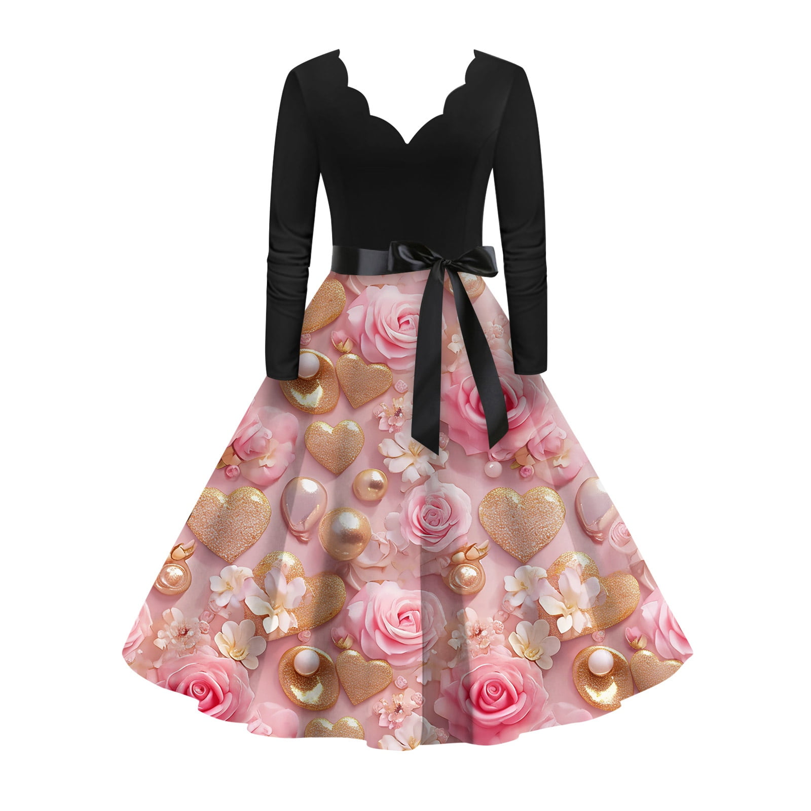 Fgvctg Valentine's Day a Line Dresses for Women Fit Long Sleeve ...