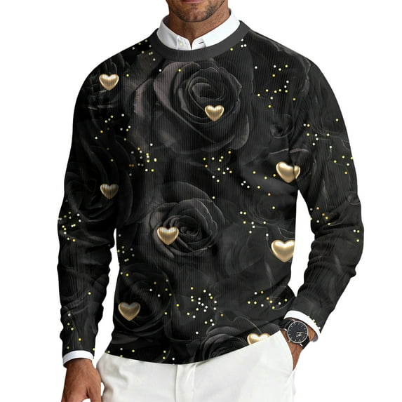 Fgvctg Valentine's Day Men's Ribbed Sweater Crewneck Knit Sweaters Love ...