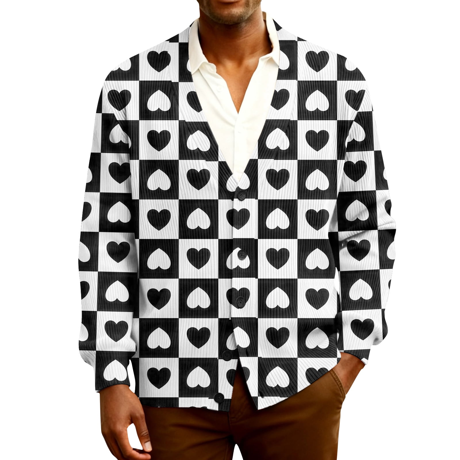 Fgvctg Valentine's Day Men's Sweaters Aesthetic Ribbed Knit Romantic ...