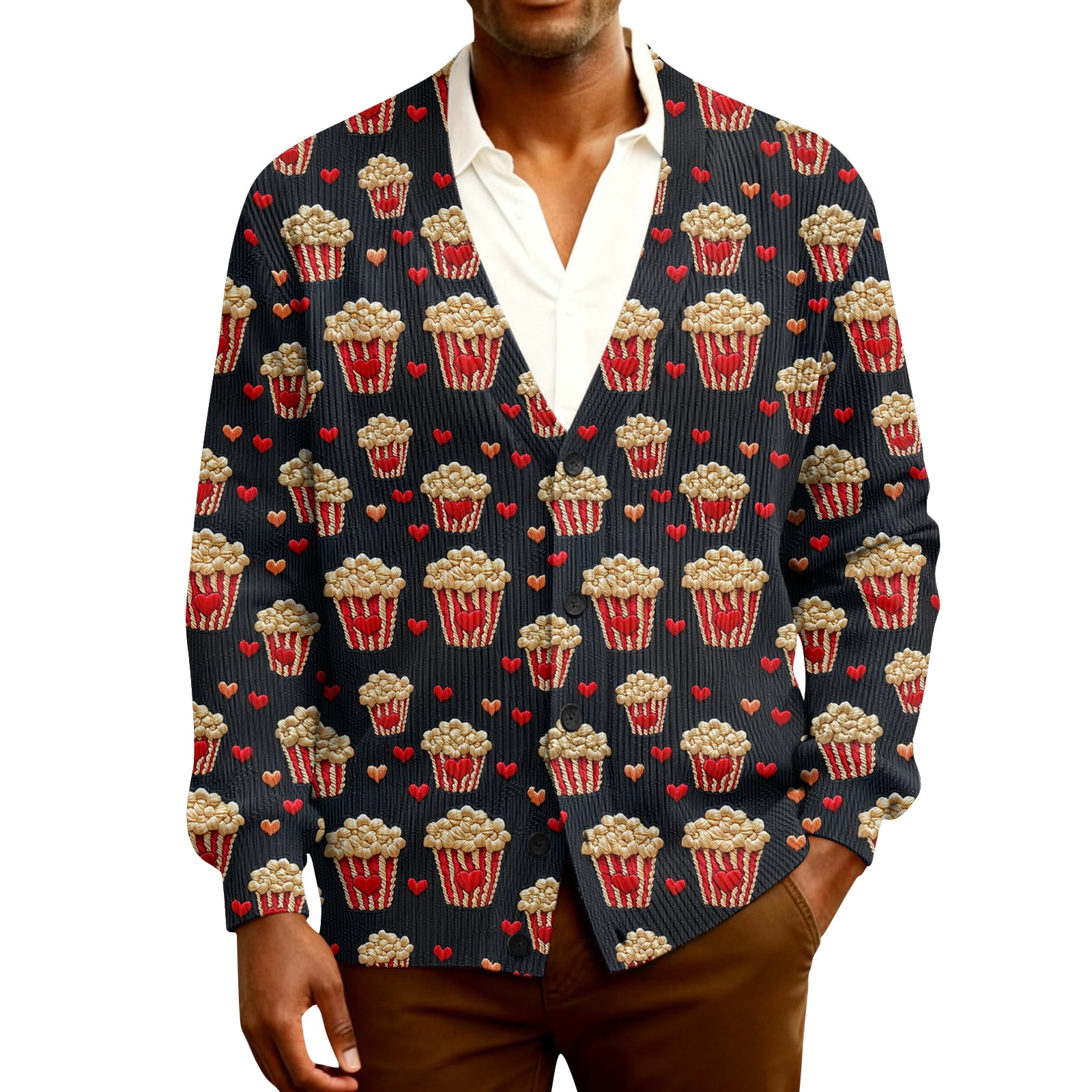 Fgvctg Valentine's Day Men's Sweaters Casual Long Sleeve Cardigan ...