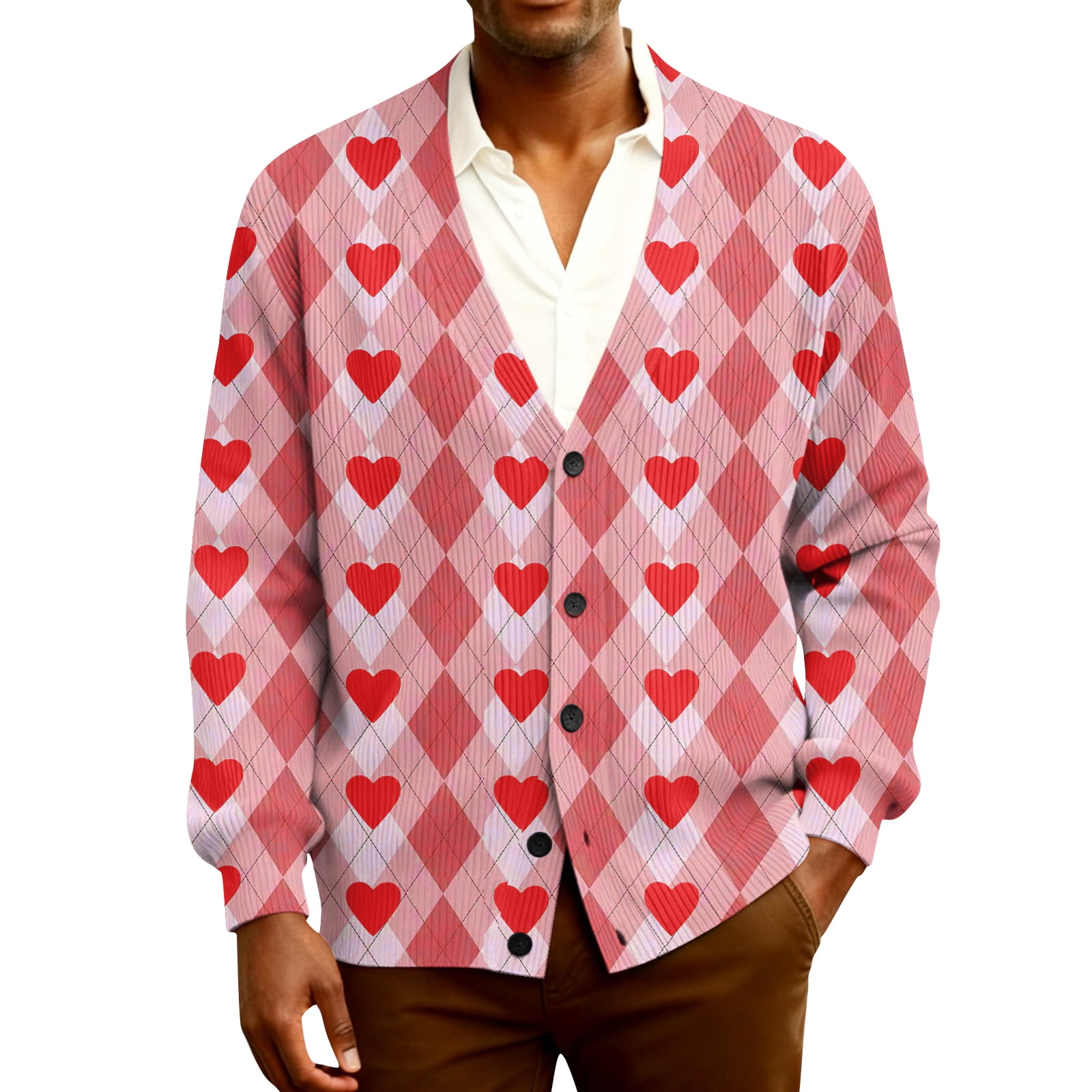 Fgvctg Valentine's Day Men's Sweaters Fashion Ribbed Knit Romantic ...