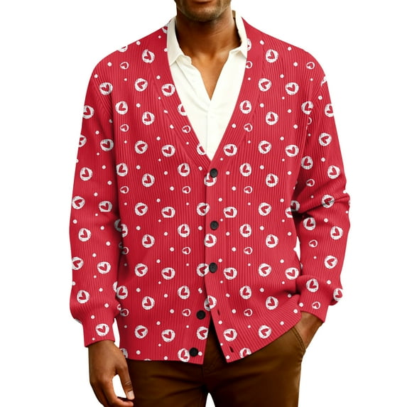 Fgvctg Valentine's Day Mens Cardigan Sweaters Ribbed Knit Romantic Love ...