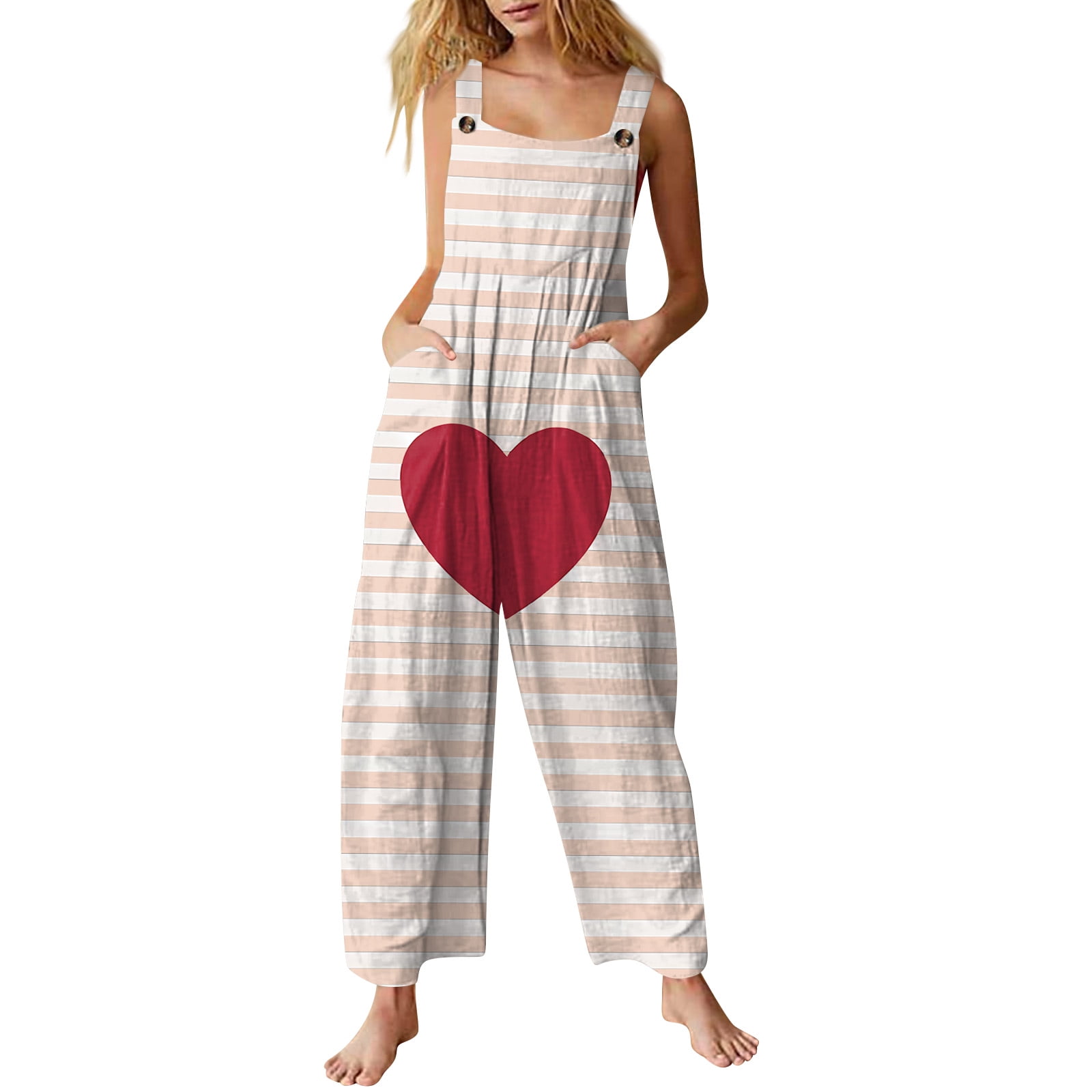 Fgvctg Valentine's Day Overalls for Women Sleeveless Date Night ...