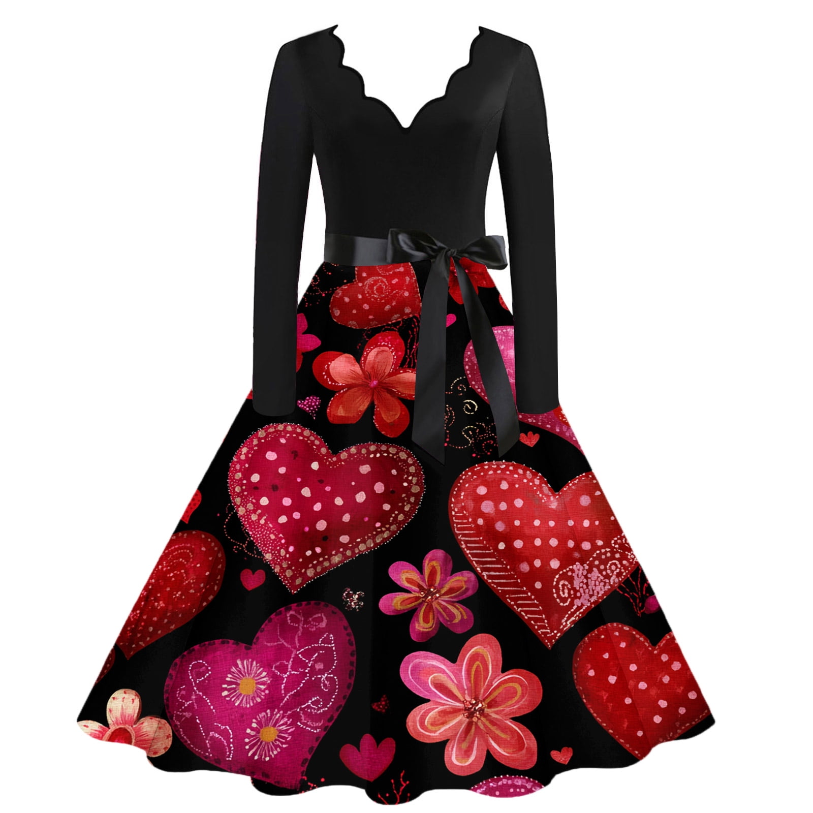 Fgvctg Valentine's Day Party Dresses for Women Soft Long Sleeve Vintage ...