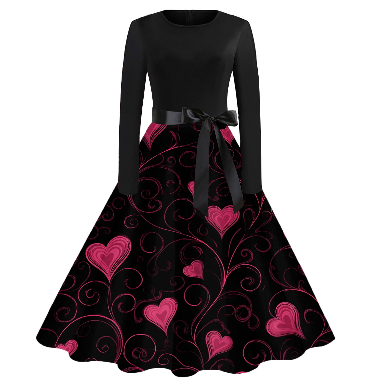 Fgvctg Valentine's Day Party Dresses for Women Sweet Crewneck Vintage ...