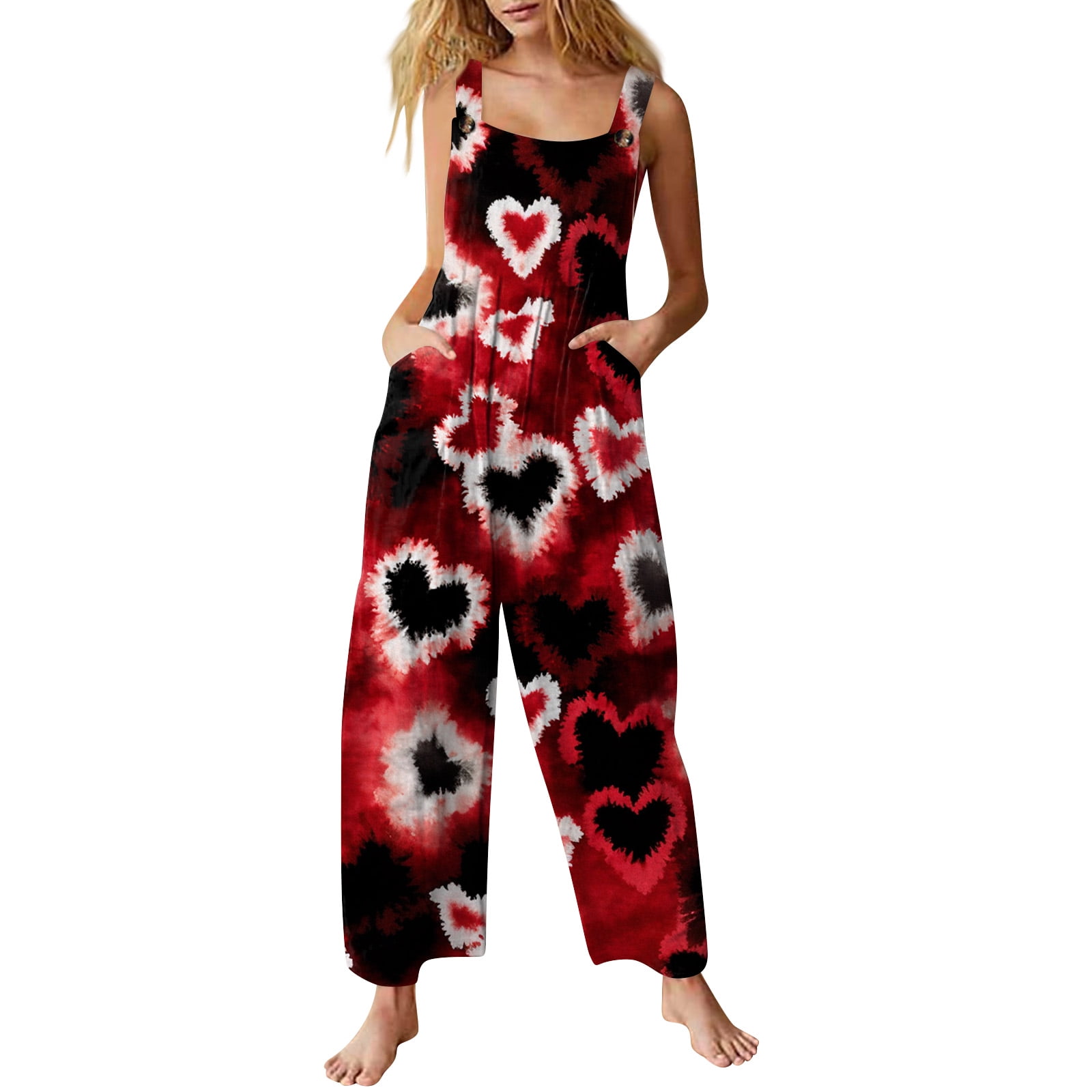 Fgvctg Valentine's Day Women's Jumpsuits Sleeveless Date Night ...