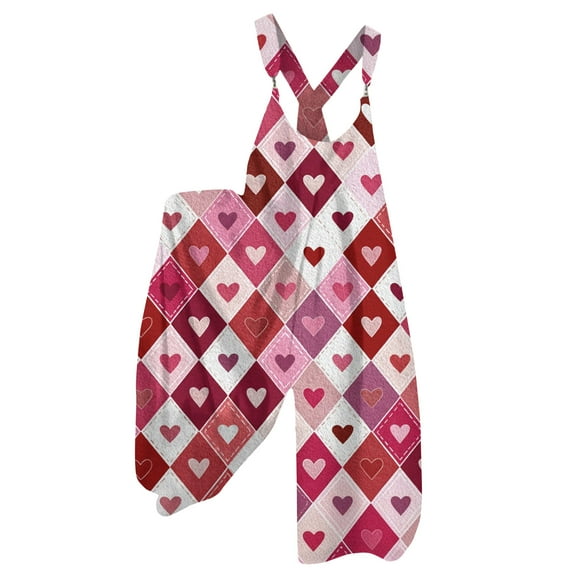 Fgvctg Valentine's Day Womens Jumpsuit Wide Leg Pant Comfy Overalls ...