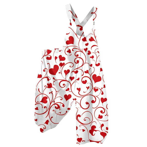 Fgvctg Valentine's Day Womens Overalls Sleeveless Date Night Spaghetti ...