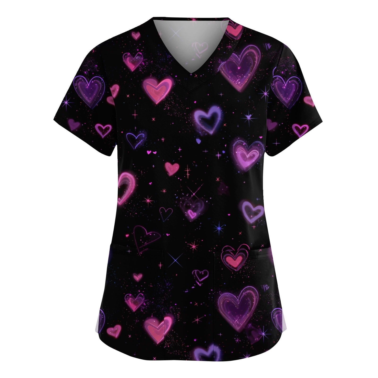 Fgvctg Valentine's Dayscrubs for Women V Neck Cute Love Heart Print ...