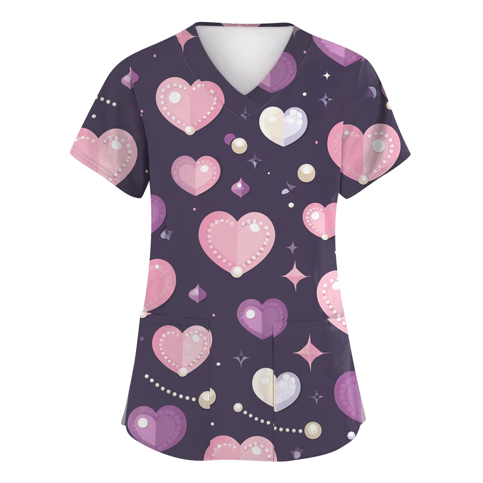 Fgvctg Valentines Day Scrubs for Women Funny Short Sleeve Cute Love ...