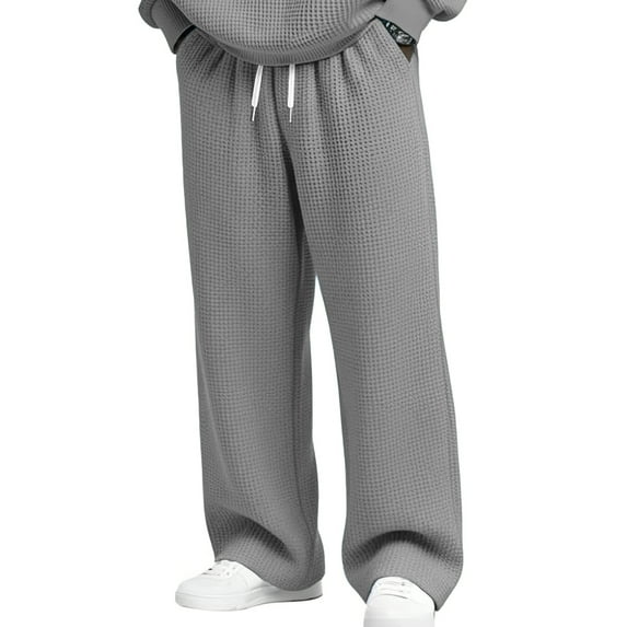 Fgvctg Wide Leg Pants for Men Waffle Elastic Waist Lounge Trousers ...