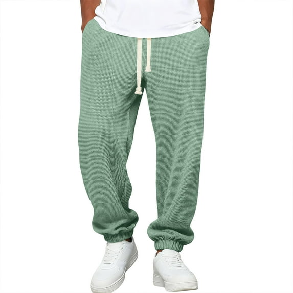 Fgvctg Wide Leg Pants for Men Waffle Lounge Sweatpants Casual Baggy ...