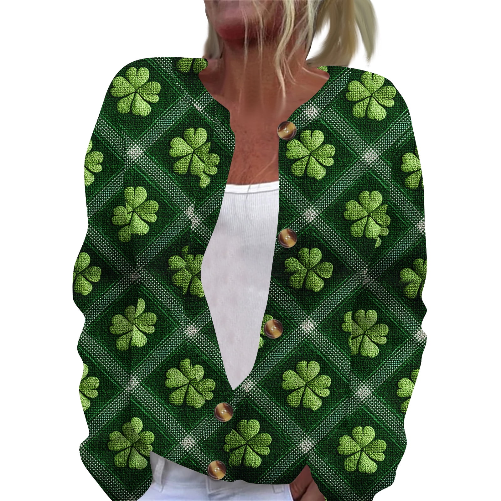 Fgvctg Women's St. Patrick's Day Cardigan Sweaters Knitted Open Front ...