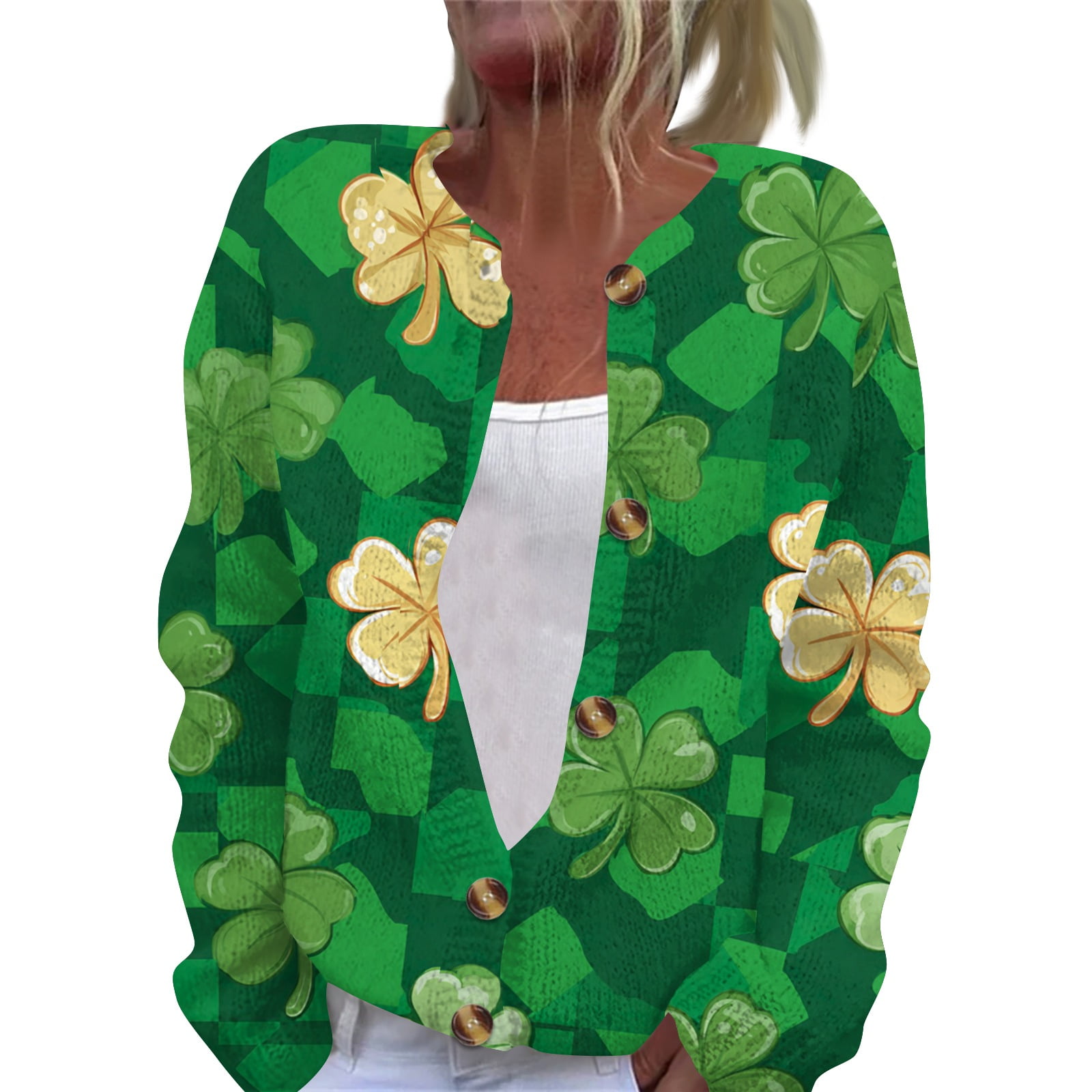 Fgvctg Women's St. Patrick's Day Cardigan Sweaters Open Front Cute ...