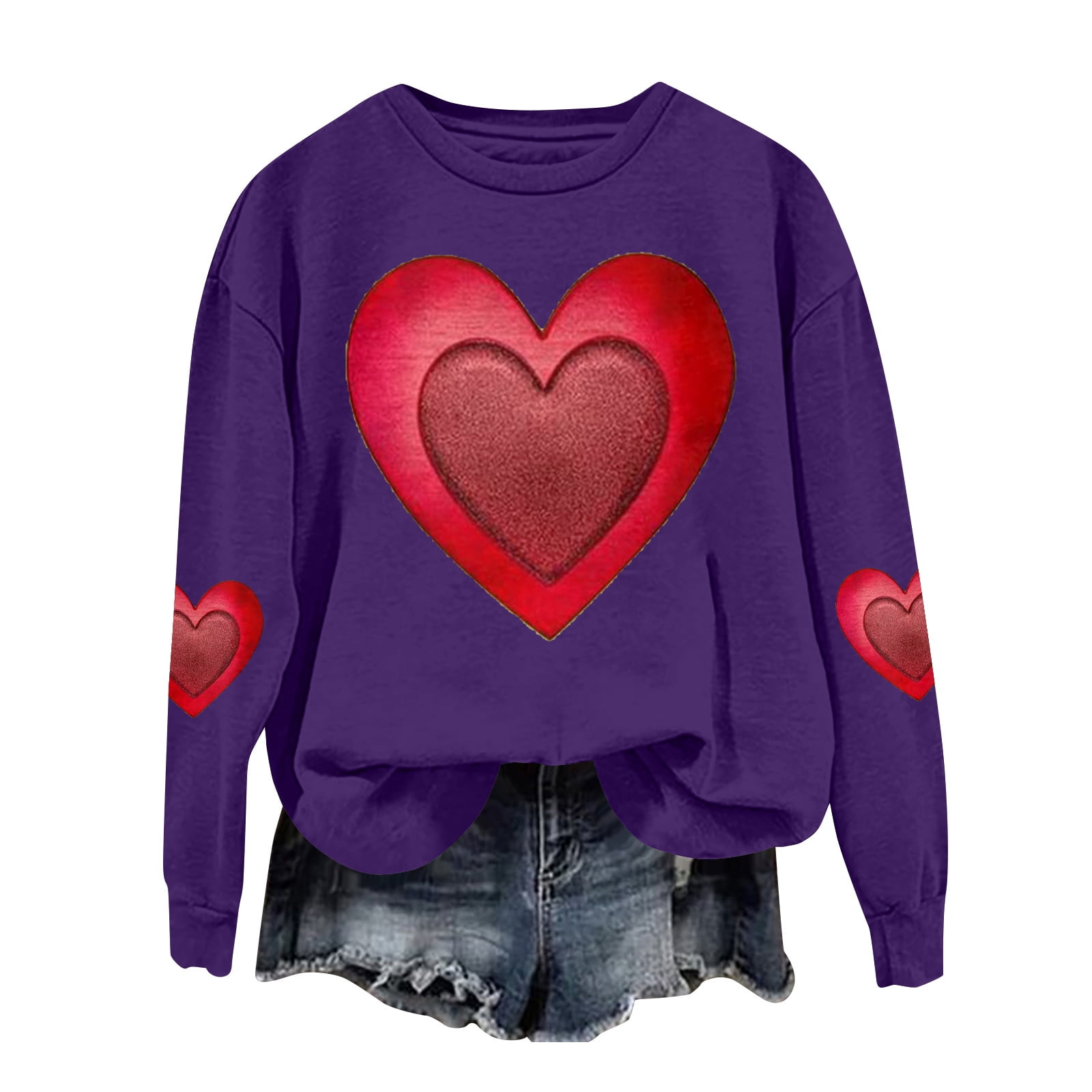 Fgvctg Women's Valentines Sweatshirts Sweet Love Heart Graphic Pullover ...