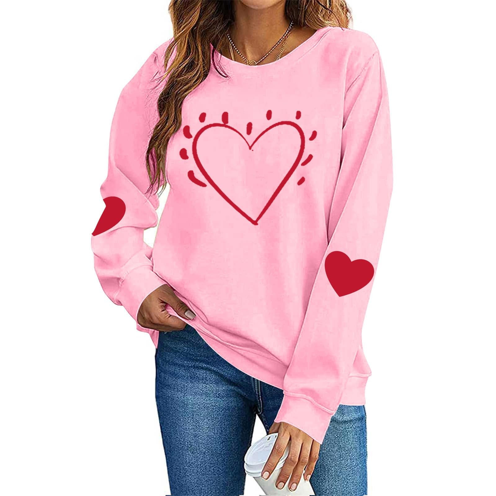 Fgvctg Women's Valentines Sweatshirts Sweet Love Heart Print Long ...