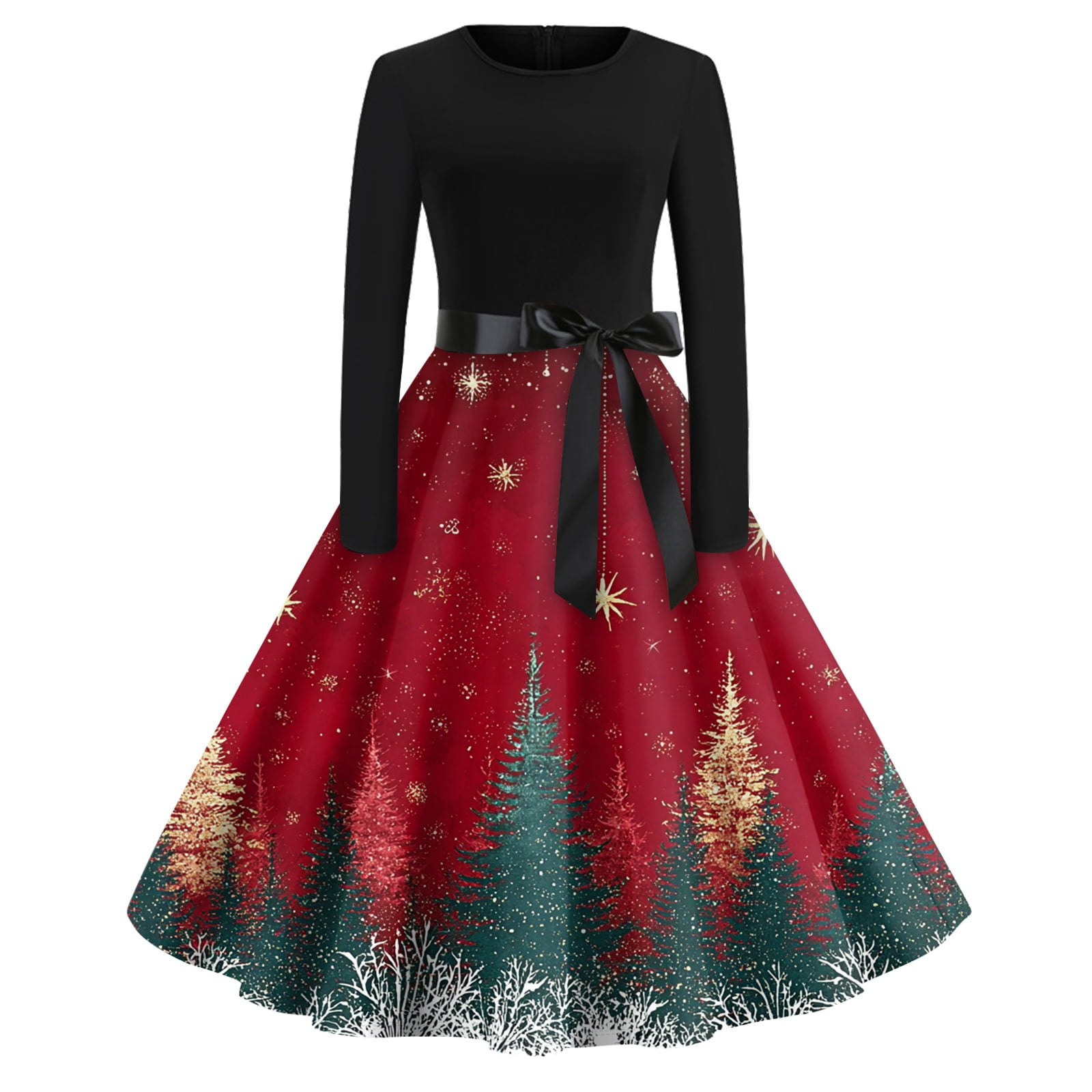 Fgvctg Womens Christmas Cocktail Dresses for Wedding Guest Long Sleeve ...