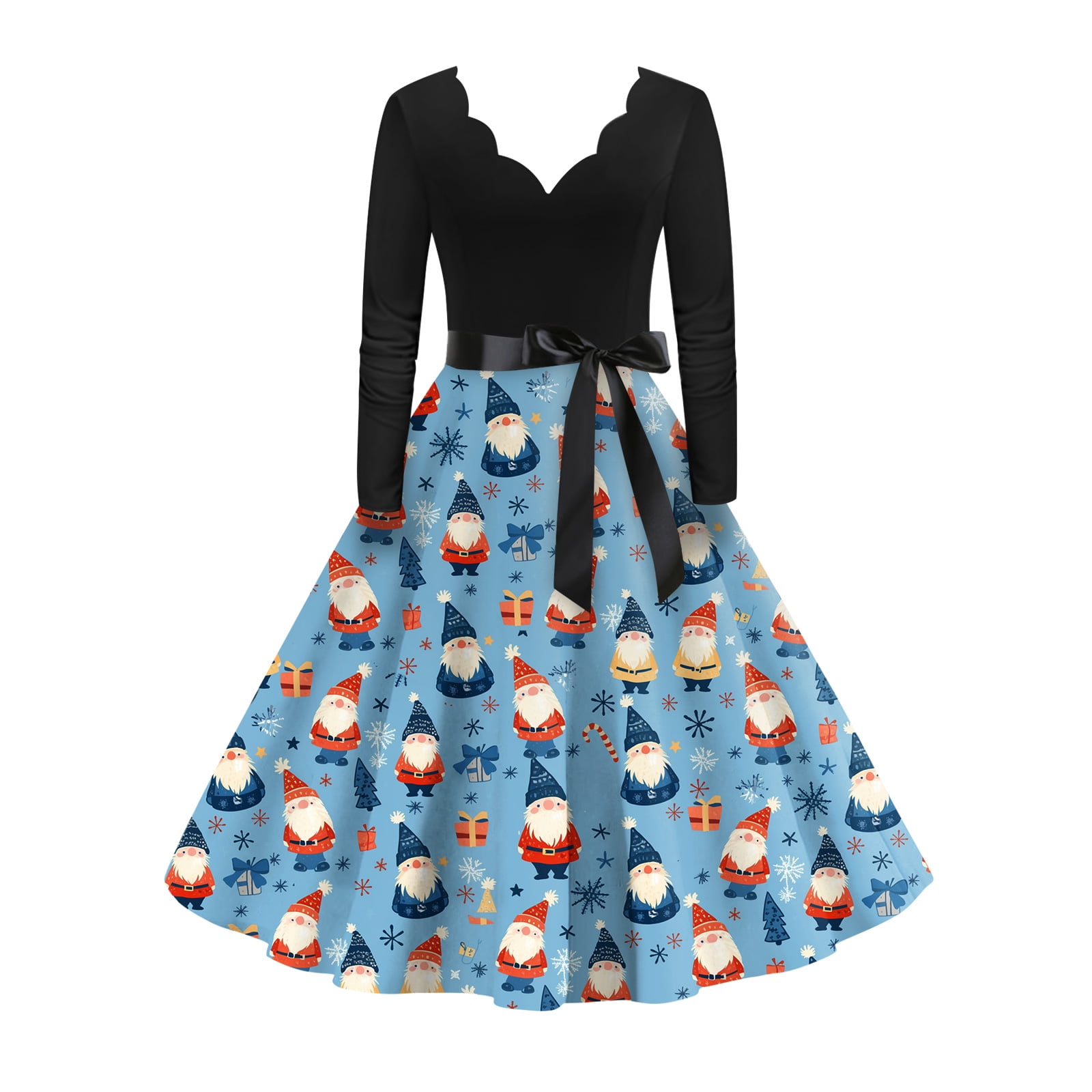 Fgvctg Womens Christmas Wedding Guest Dress Cocktail Ugly V Neck ...