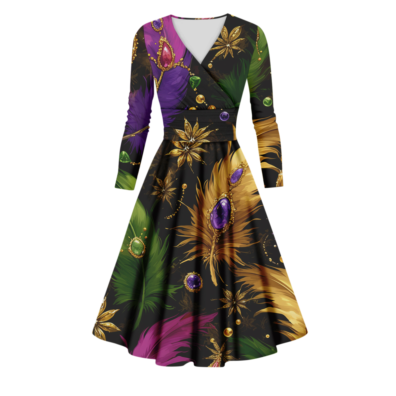 Fgvctg Womens Mardi Gras Dress Party Cocktail Carnival V Neck Cocktail ...