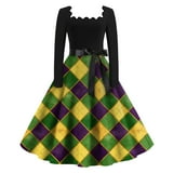 Fgvctg Womens Mardi Gras Dress Party Cocktail Fit Long Sleeve Cocktail ...