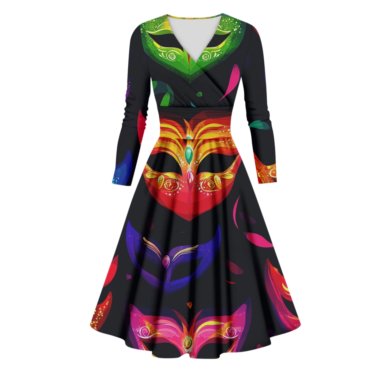 Fgvctg Womens Mardi Gras Dress Party Cocktail Pretty Long Sleeve ...