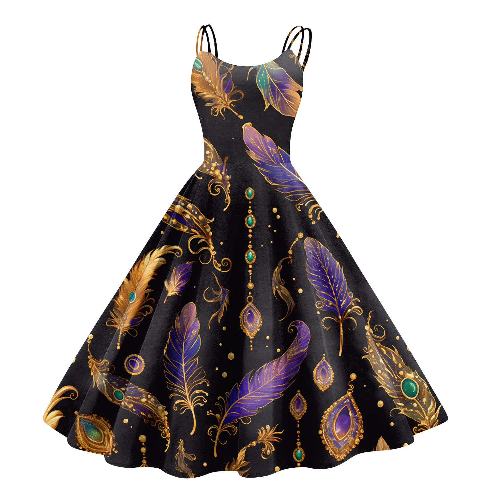 Fgvctg Womens Mardi Gras Dress Party Retro Cocktail 50s Tea Dress ...