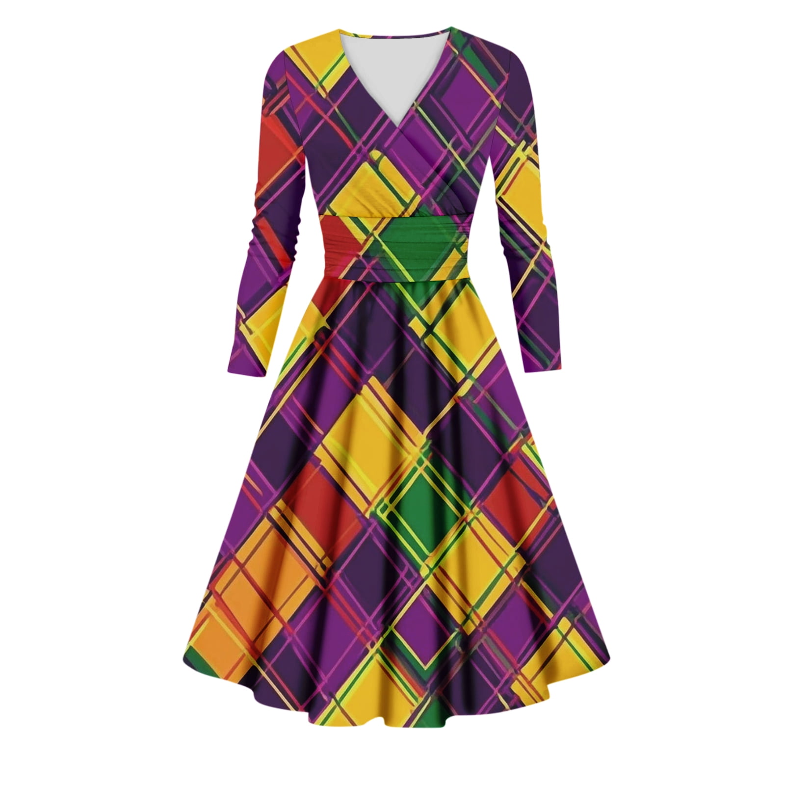 Fgvctg Womens Mardi Gras Dress Party Retro Cocktail Dress 1950s Glitter ...