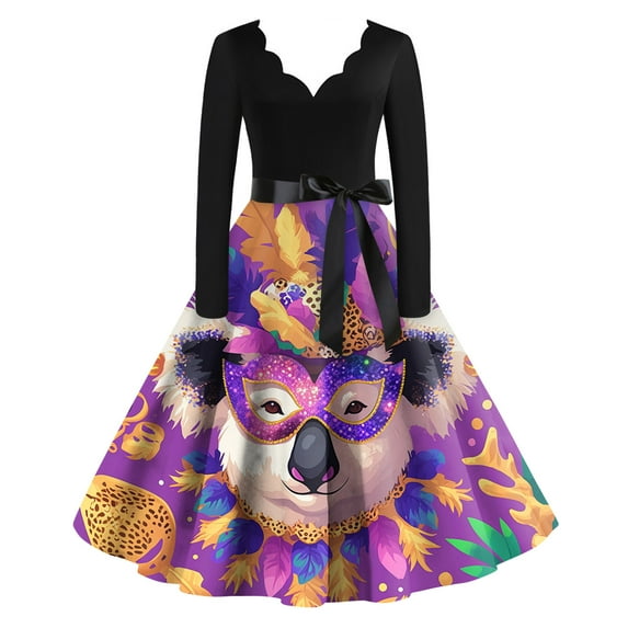 Fgvctg Womens Mardi Gras Dresses Carnival V Neck Cocktail Dresses ...