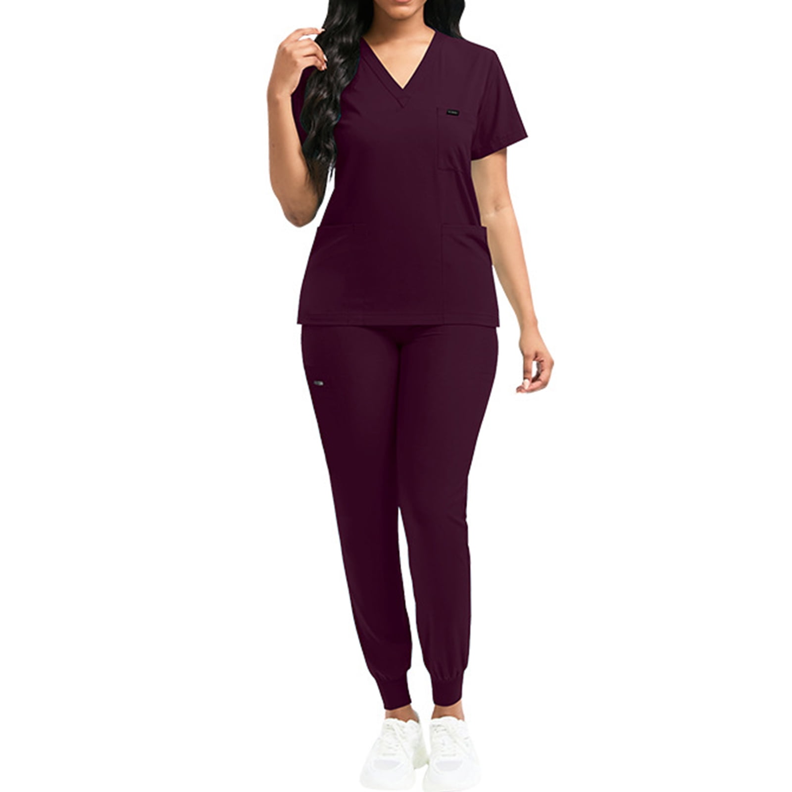 Fgvctg Womens Scrubs Plus Size Scrub Joggers Petite V-Neck Scrub Pants ...
