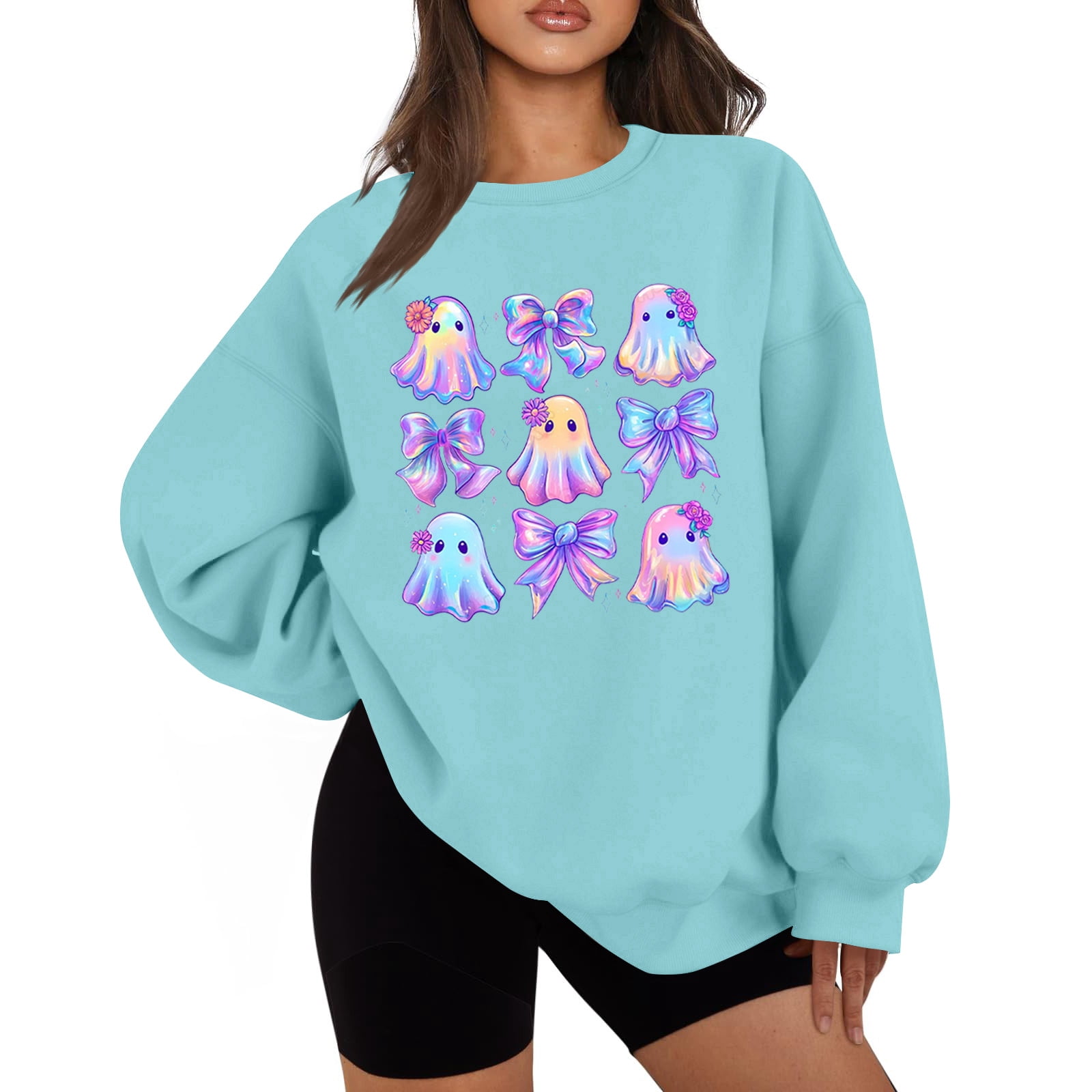 Fgvctg Womens Sweatshirt Travel Ghost Sweatshirt Long Sleeve Fall ...