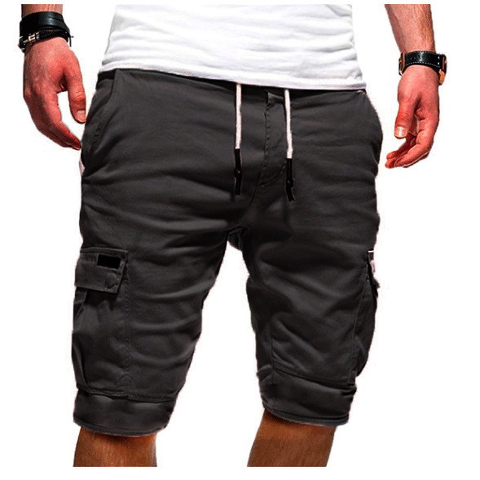 Fheaev Cargo Shorts For Men Men's Sport Pure Color Bandage Loose ...