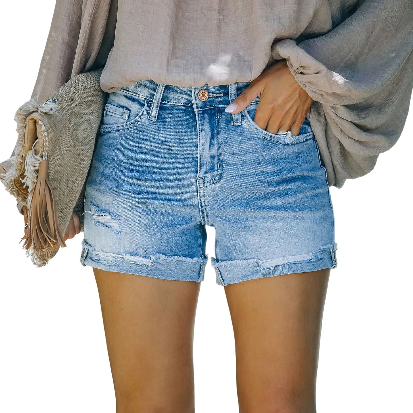 Fheaev High Waisted Jeans Shorts For Women Fashion Women Broken Shorts ...