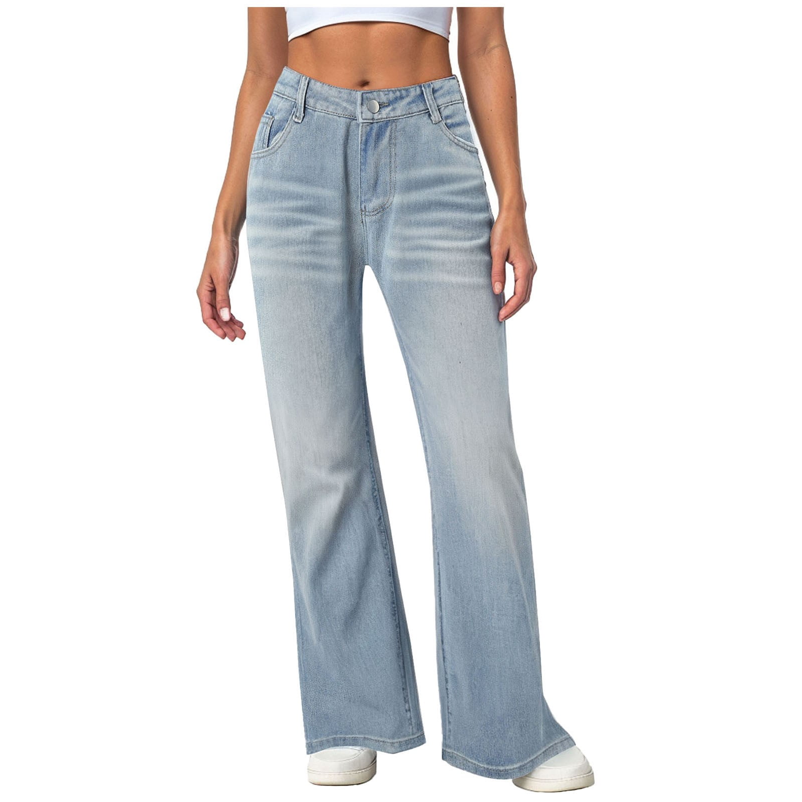 FhgihG Baggy Jeans Women High Waist Straight Leg Wide Leg Washed Denim ...