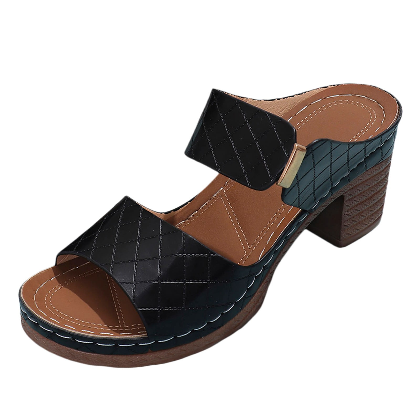 FhgihG Block Heel Sandals For Women Heel High Heel One Fashion Outer ...