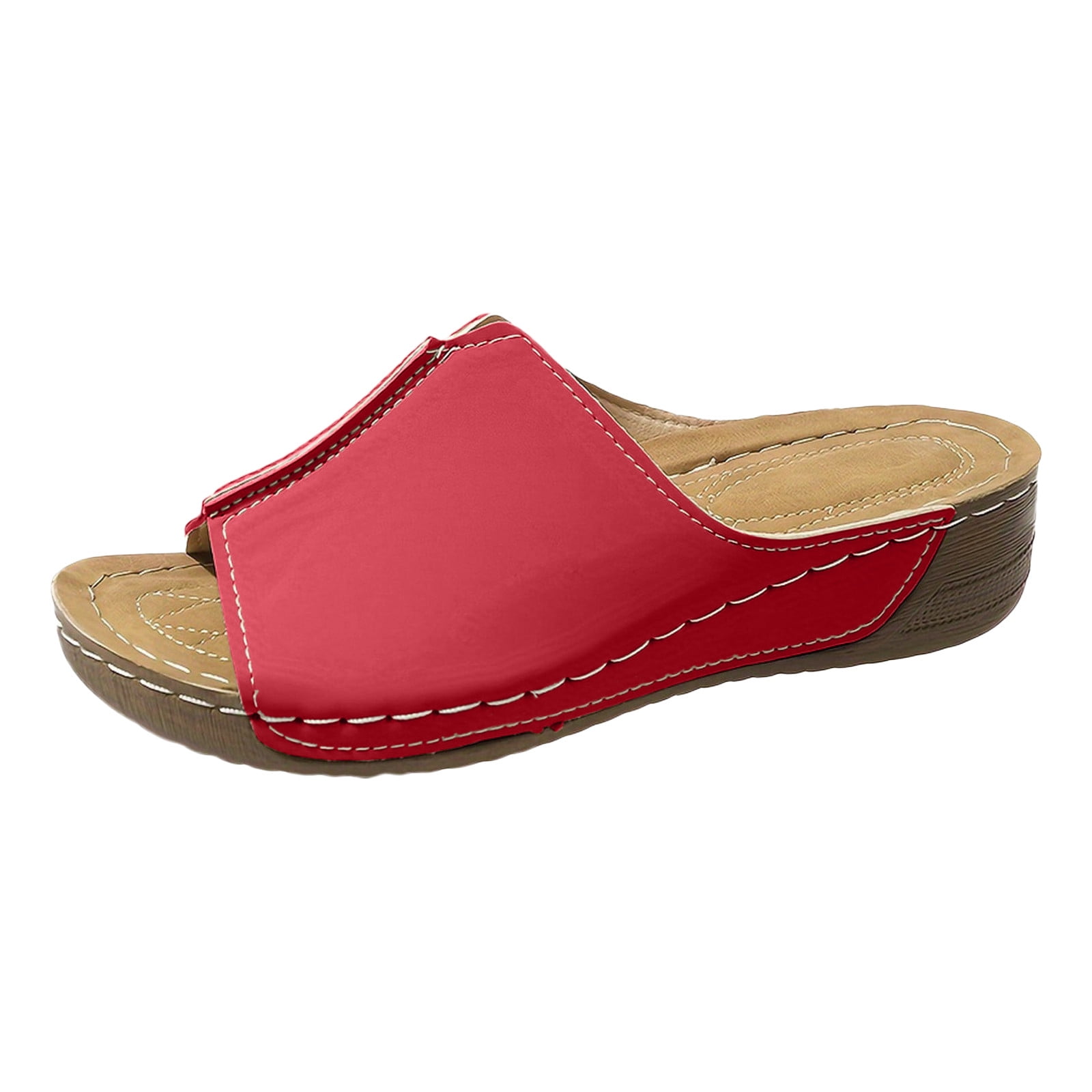 FhgihG Dressy Flat Sandals For Women Ladies Summer Retro Slope Heel ...