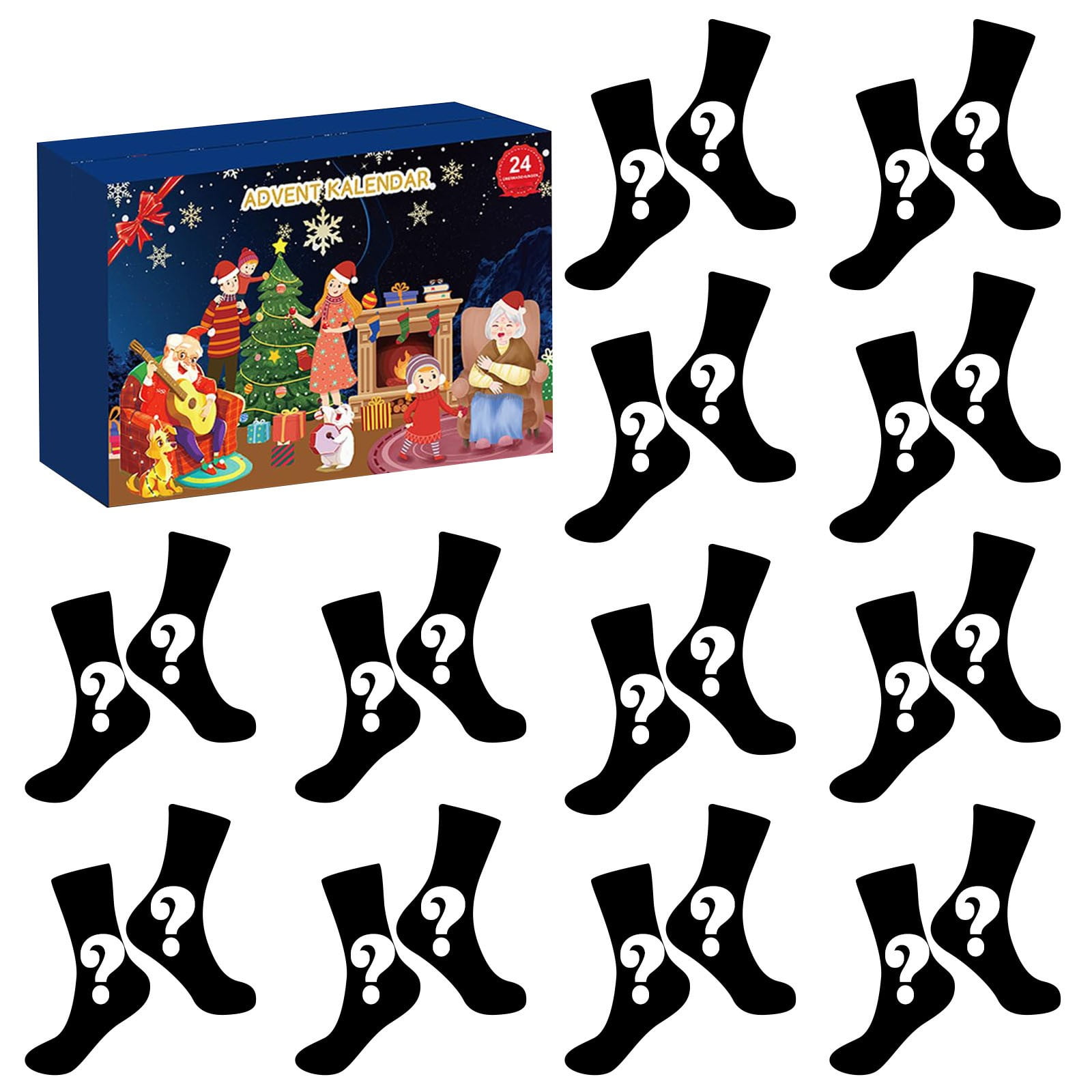 FhgihG Festive Stockings Advent Calendar 2024 with 24 Days of Holiday ...